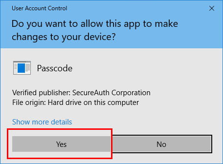 SecureAuth Passcode App for Windows